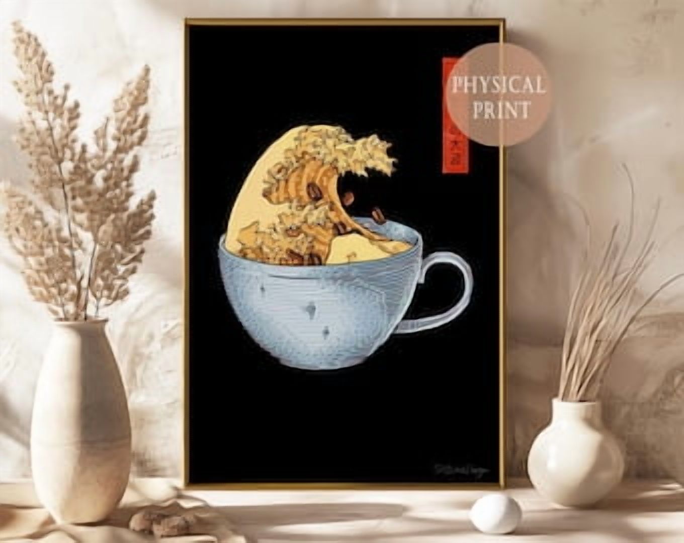 WhitePeak Art Japanese Coffee Wave Poster - The Great Wave - Hokusai ...