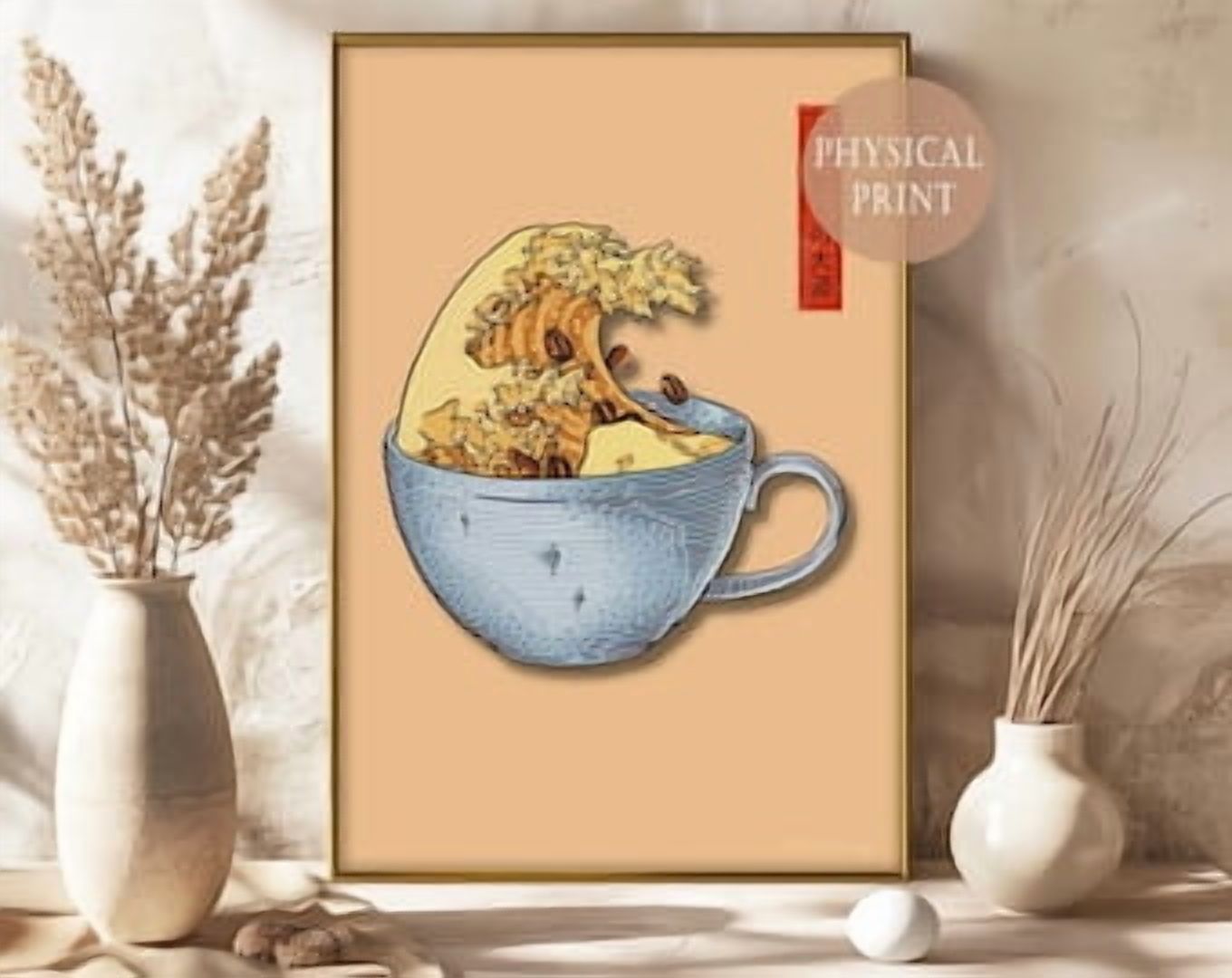 WhitePeak Art Japanese Coffee Wave Poster - The Great Wave - Hokusai ...