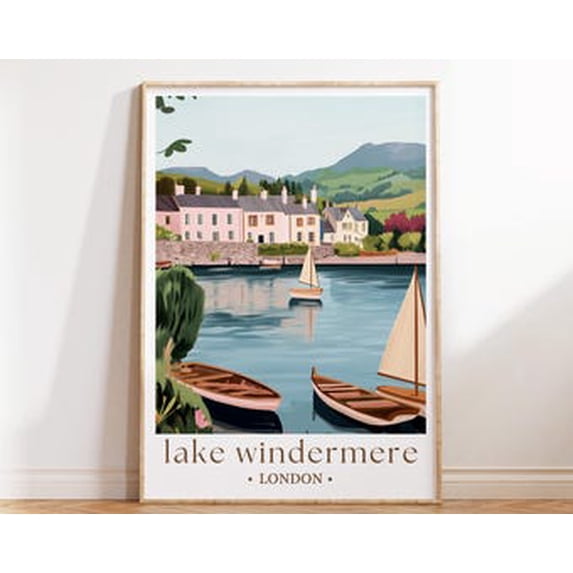 WhitePeak Art Lake Windermere London Travel Art Print, 8x12 UNFFRAMED ...