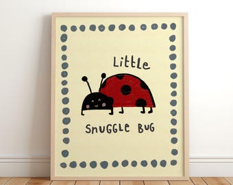 WhitePeak Art Little Snugglebug Unframed, Ladybird Drawing Nursery Wall ...