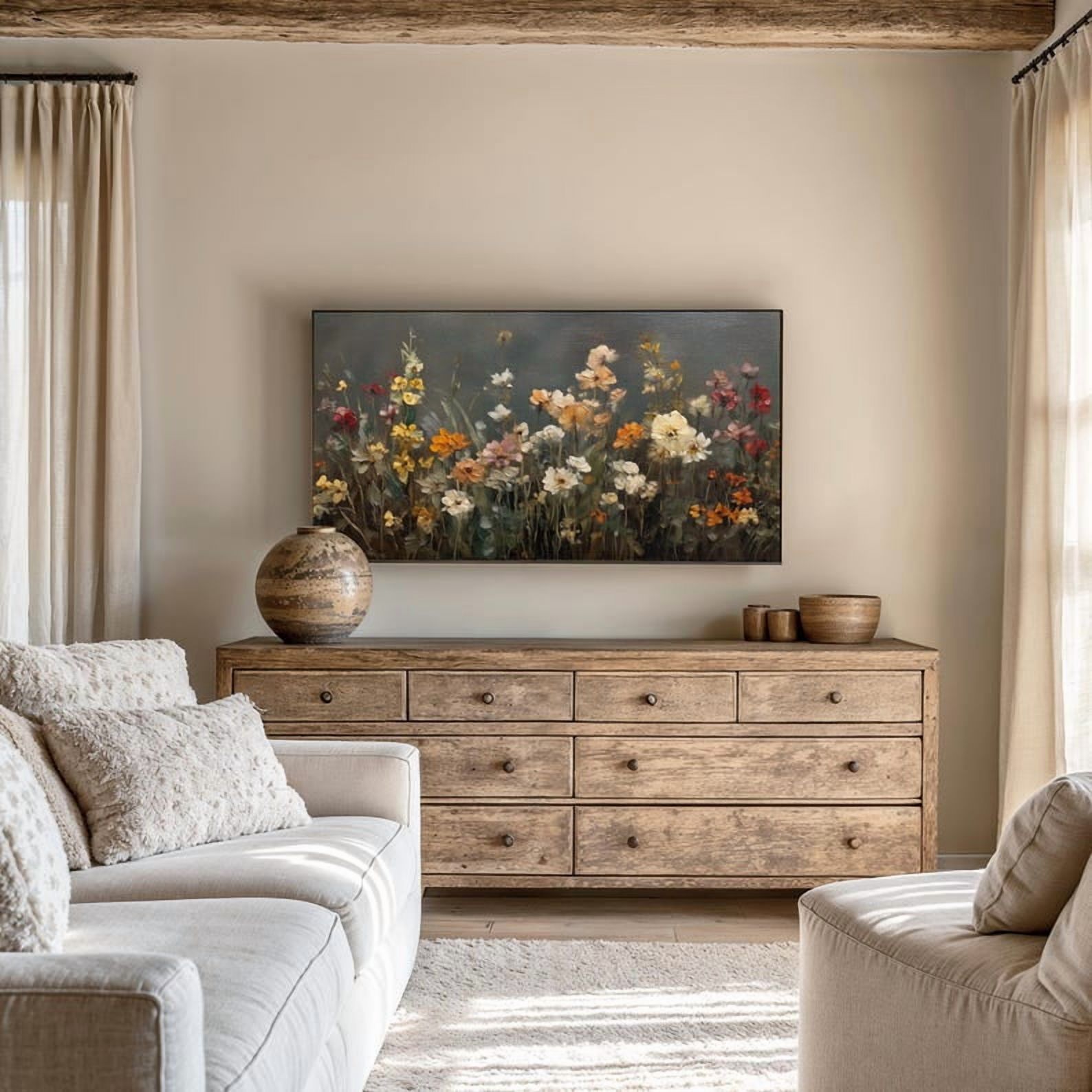 WhitePeak Art Moody Wildflowers Summer Frame Tv | Botanical Floral ...