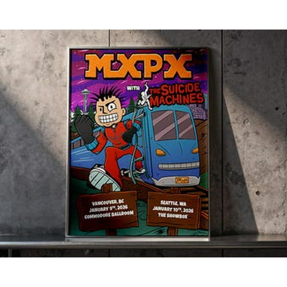 WhitePeak Art Mxpx 2026 Tour Poster | Vancouver Bc & Seattle Wa Concert ...