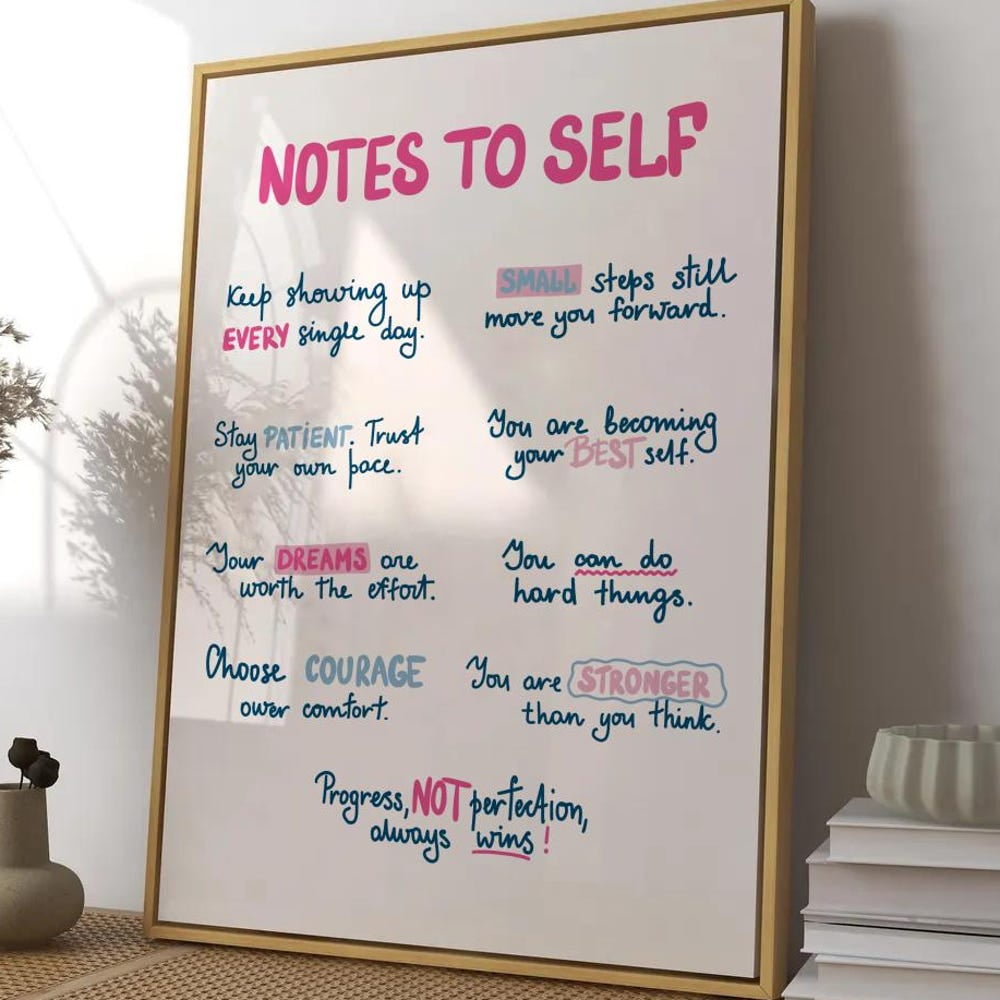 WhitePeak Art Notes to Self Motivational Quotes Blue Poster, 8x12 ...