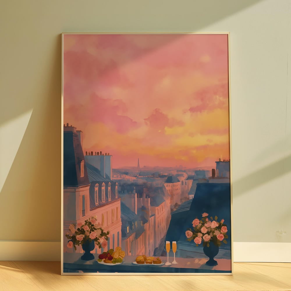 WhitePeak Art Paris Travel Sunset French Cityscape Poster, 12x18 ...