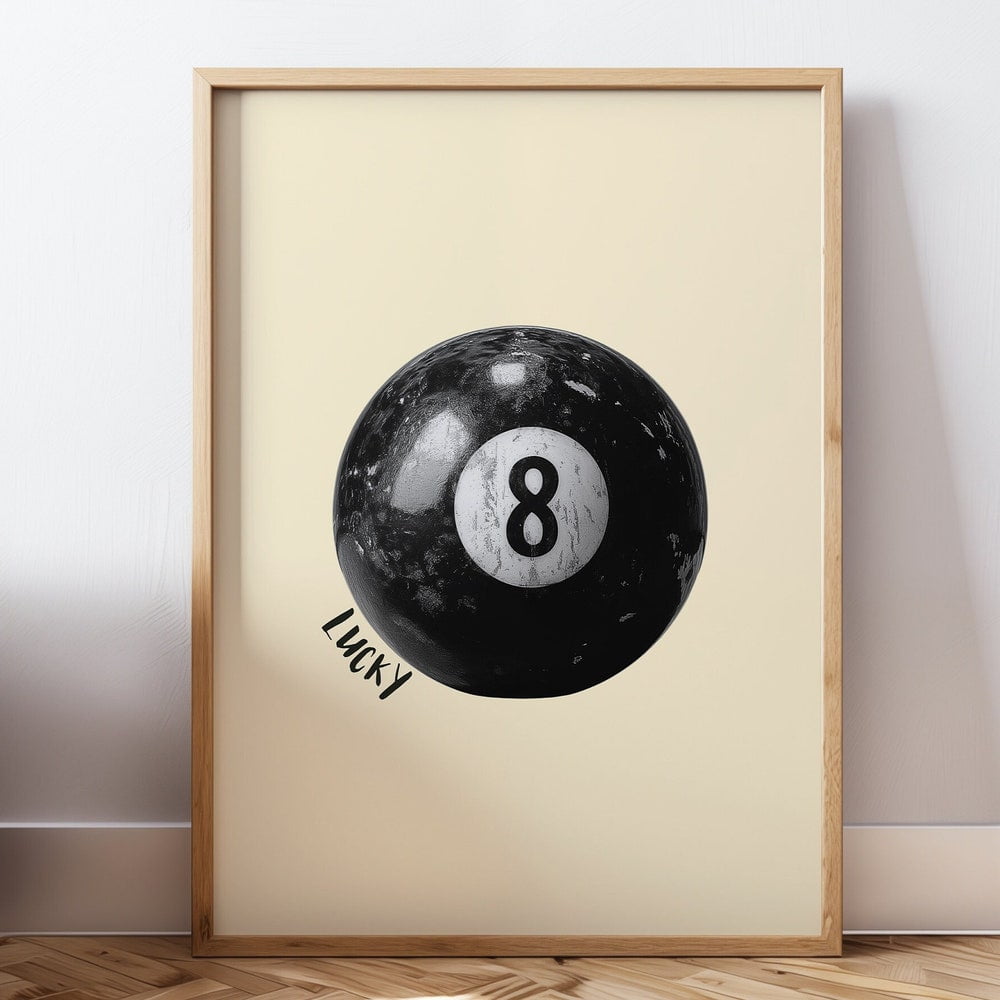 WhitePeak Art Pool Ball Lucky Retro 8 Ball Poster, 12x18 UNFFRAMED ...
