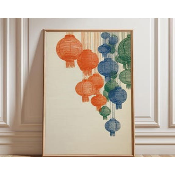 WhitePeak Art Red Blue Green Lantern Art Print, 16x24 UNFFRAMED ...