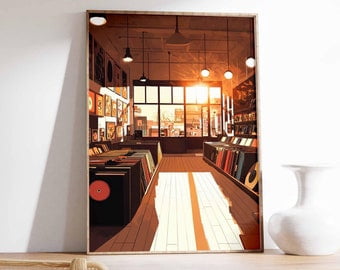 WhitePeak Art Retro Vinyl Record Store Art Print, 8x12 UNFFRAMED ...