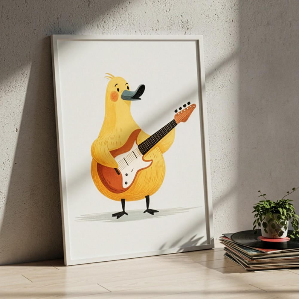WhitePeak Art Rockstar Duck Guitar Playing Duck Poster, 16x24 UNFFRAMED ...