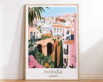 WhitePeak Art Ronda Spain Travel Poster, Art Print, 8x12 UNFFRAMED ...