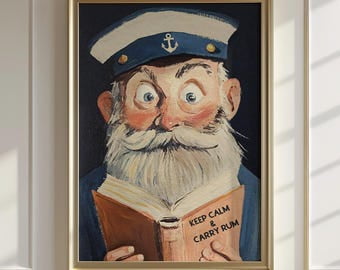 WhitePeak Art Sailor Reading Book - Nautical Wall Decor, Literary Sea ...