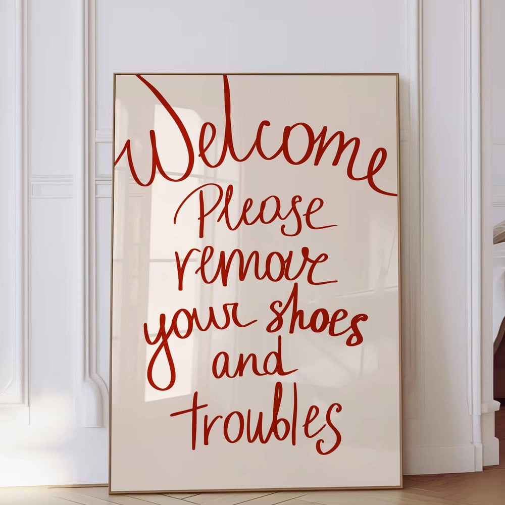 WhitePeak Art Shoes Off Sign Entryway Retro No Poster, 24x36 UNFFRAMED ...