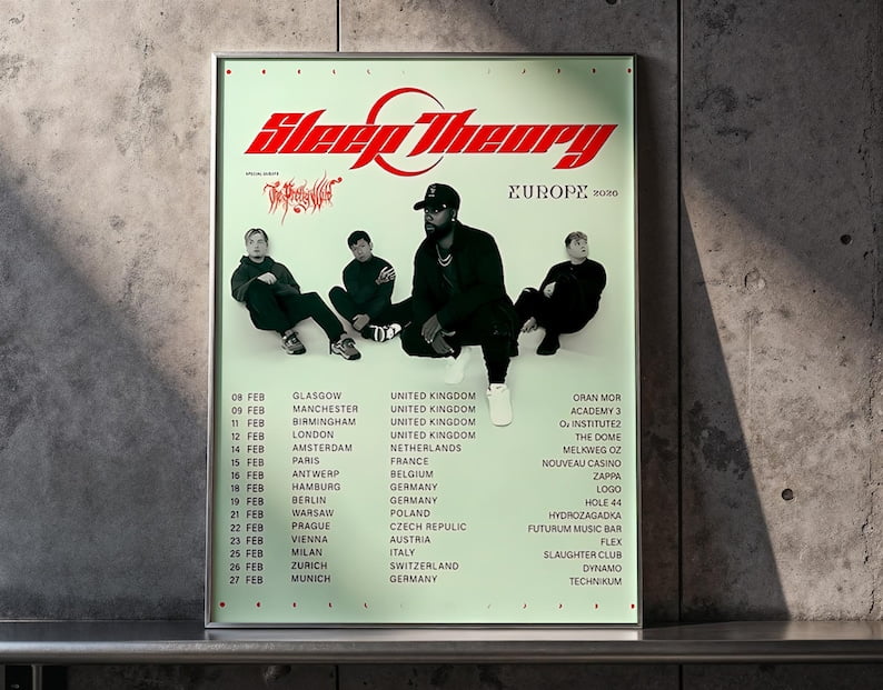 WhitePeak Art Sleep Theory Europe 2026 Show Poster | Music Band Concert ...