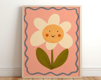 WhitePeak Art Smiley Flower, Watercolour Flower Illustration, Eco ...