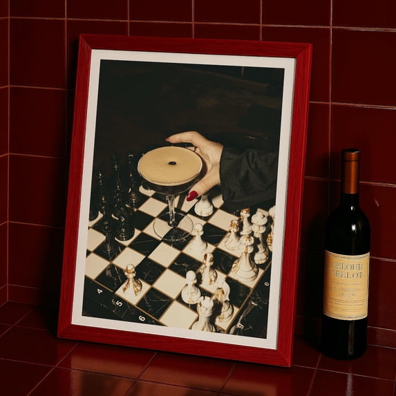 WhitePeak Art Surreal Espresso Martini and Chess Dark Moody Poster ...