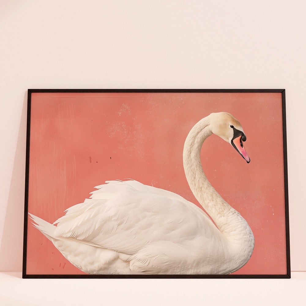 WhitePeak Art Swan Vintage Feminine for Printing Poster, 8x12 UNFFRAMED ...