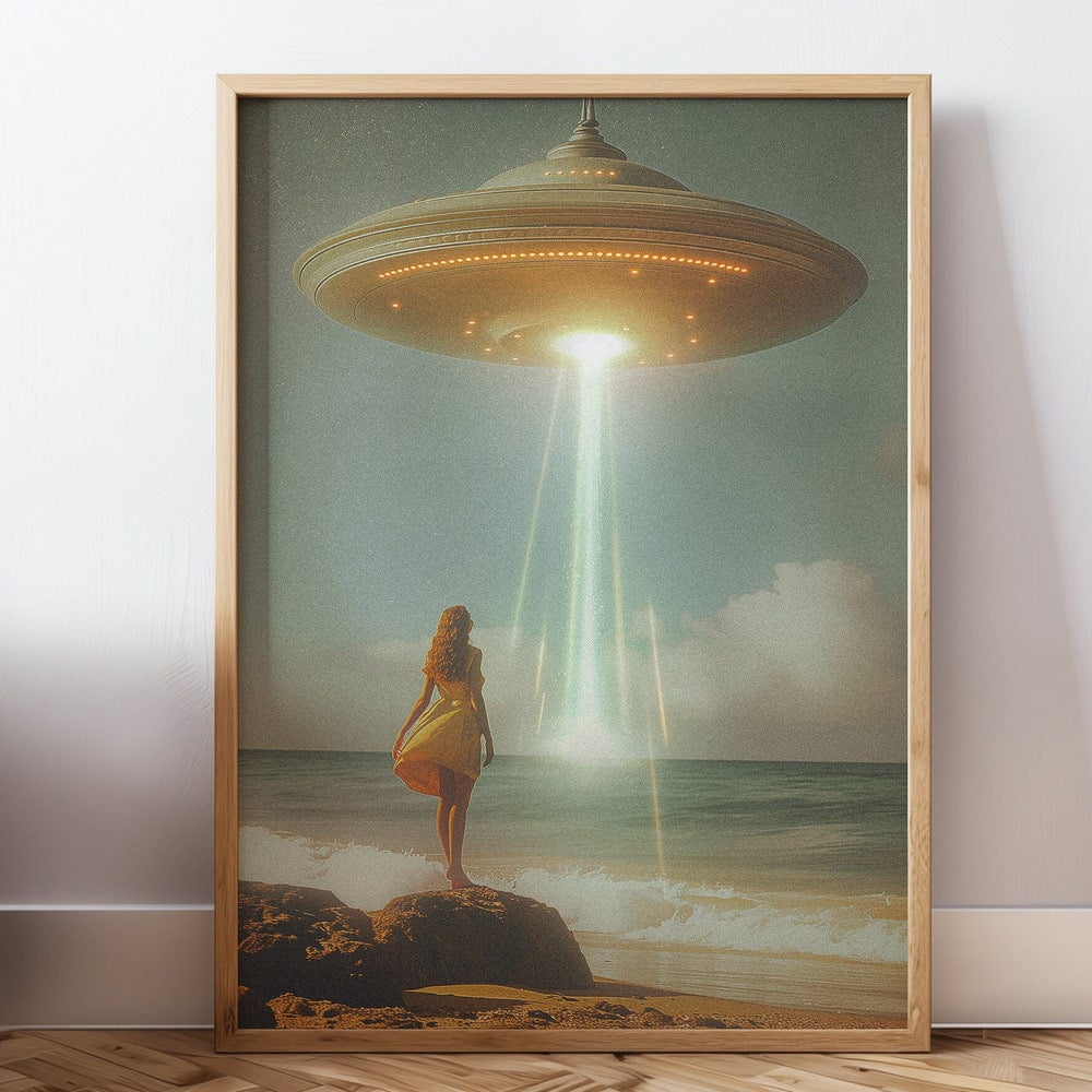 WhitePeak Art Ufo Alien Abduction Surreal Flying Saucer Retro Poster ...