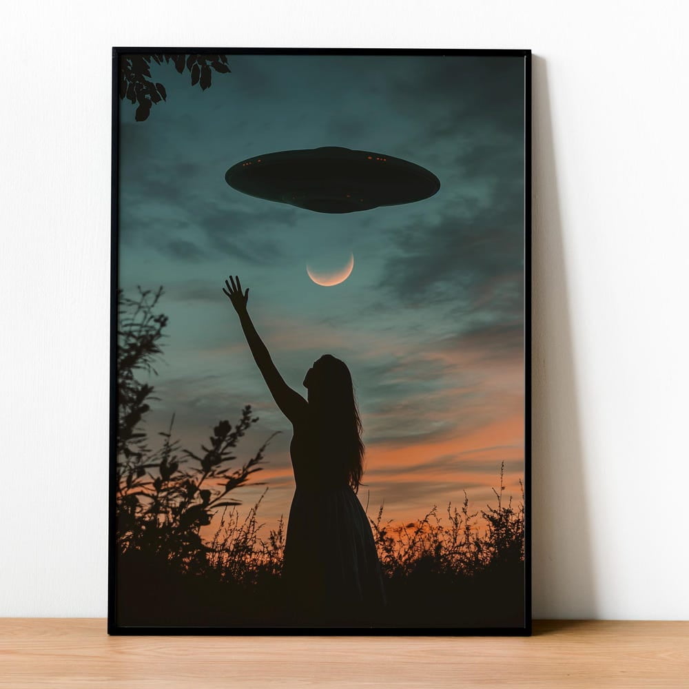 WhitePeak Art Ufo Alien Girly for Apartment Trendy Surreal Poster ...