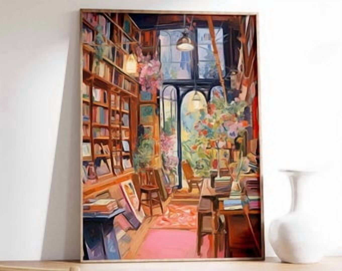 WhitePeak Art Vintage Library Poster, Book Art Print, 24x36 UNFFRAMED ...