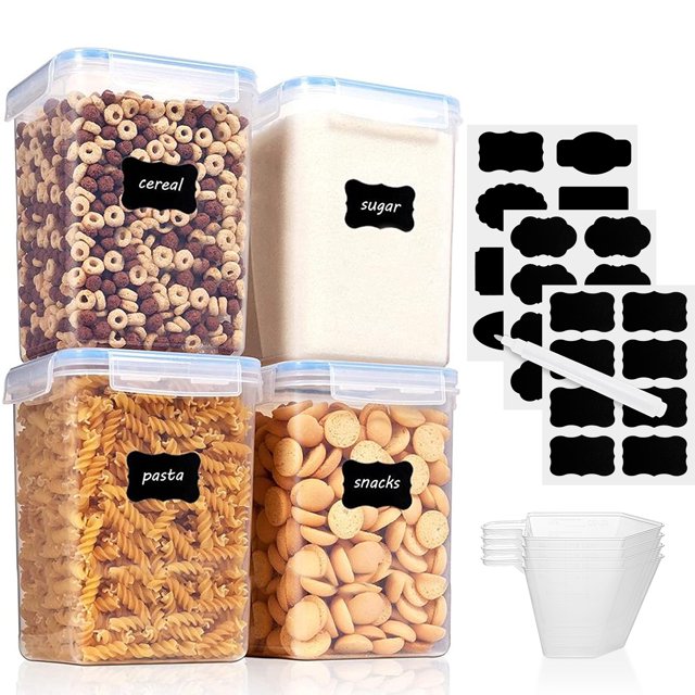 WhiteRhino Airtight 4 Pack Large 6.8qt Cereal Containers, Dry Food ...