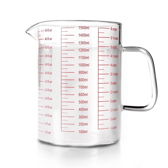 WhiteRhino 6 Cup Glass Measuring Cup with Handle 50 oz Capacity ...