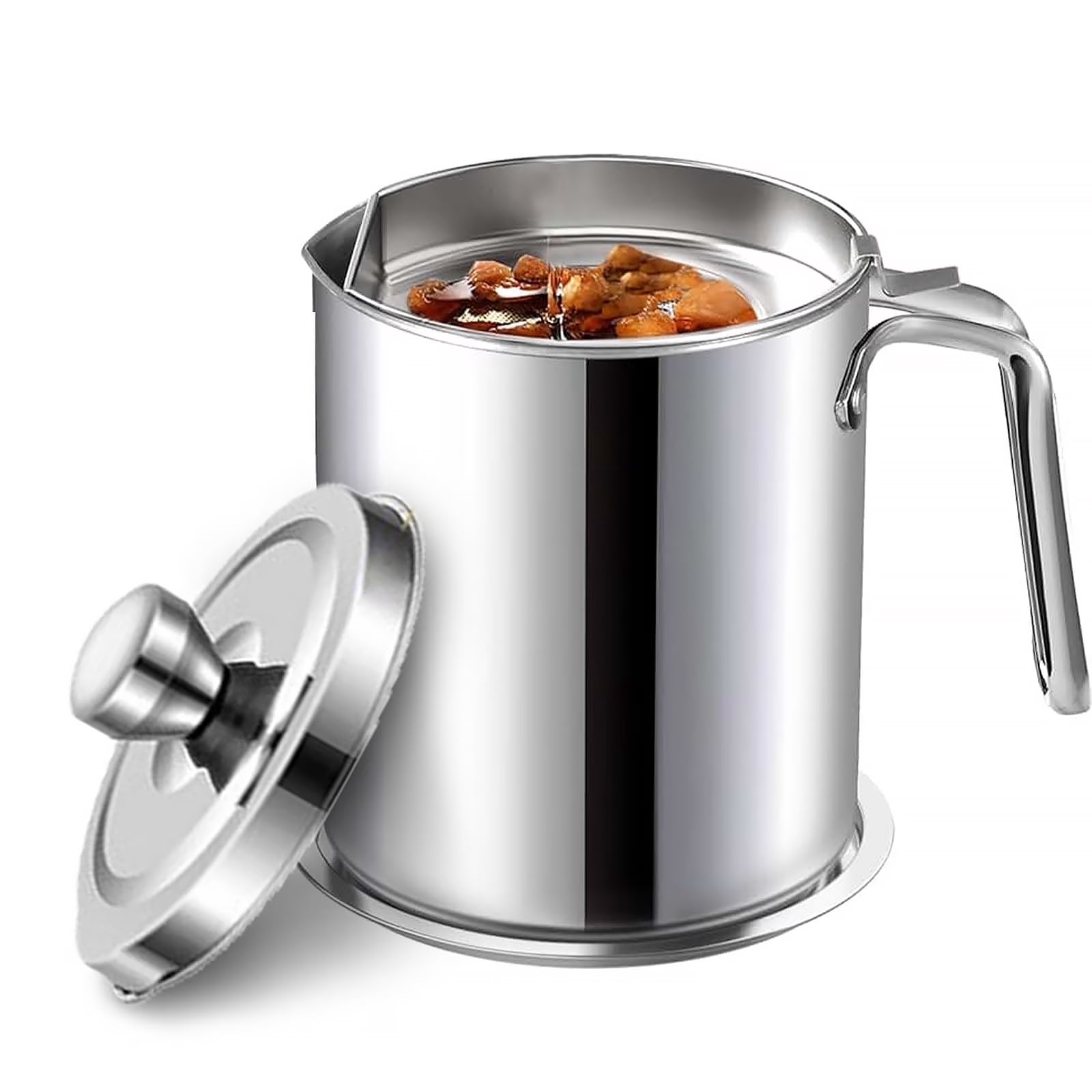WhiteRhino 68oz Stainless Steel Bacon Grease Container with Strainer ...