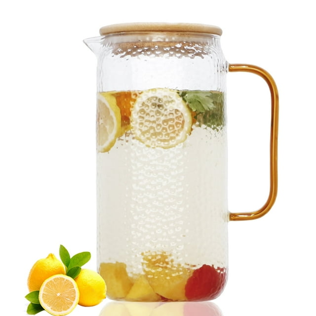 WhiteRhino 68oz Glass Pitcher with Lid, Ideal for Hot/Cold Beverages ...