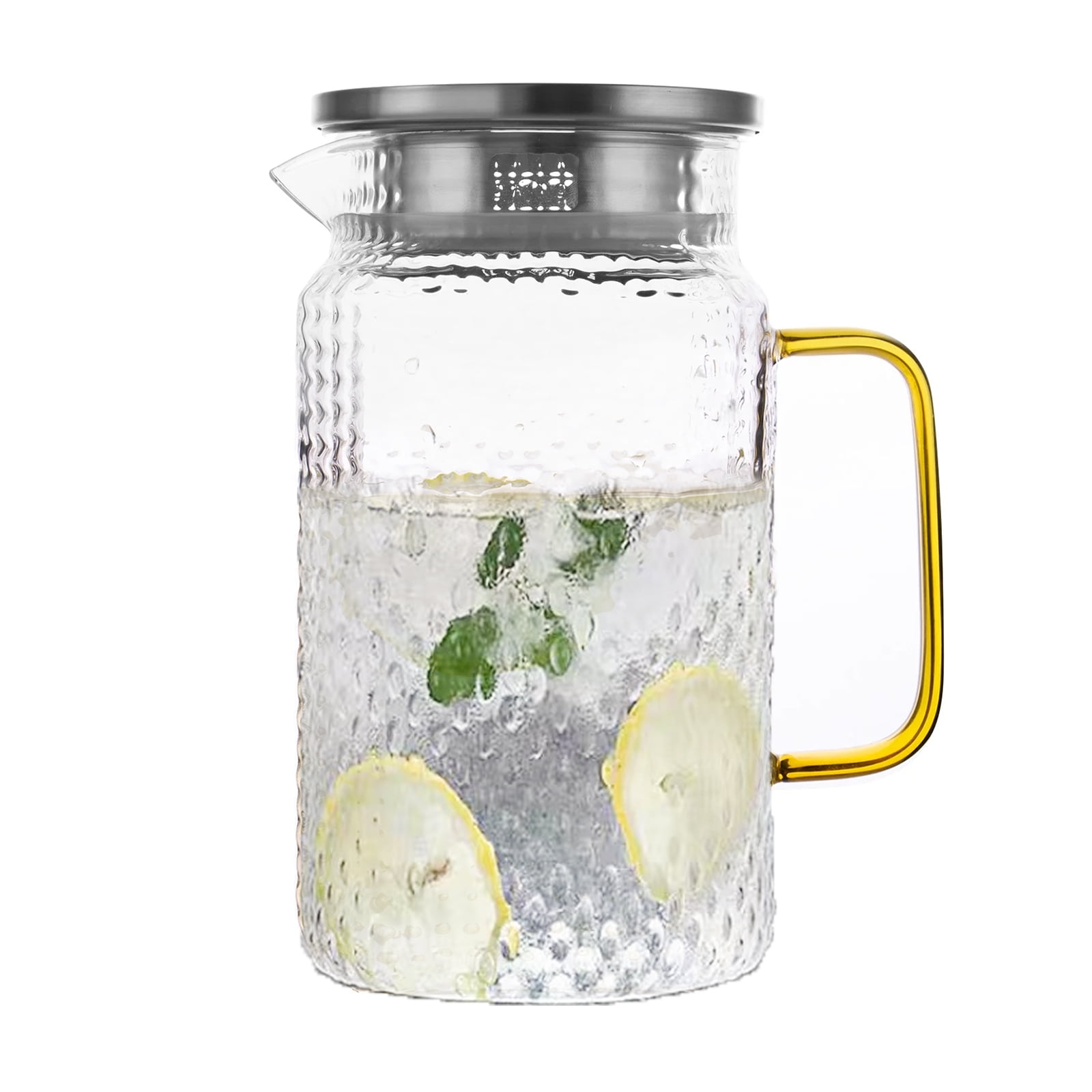 WhiteRhino 68oz Glass Pitcher with Lid & Handle for Hot & Cold Drinks ...