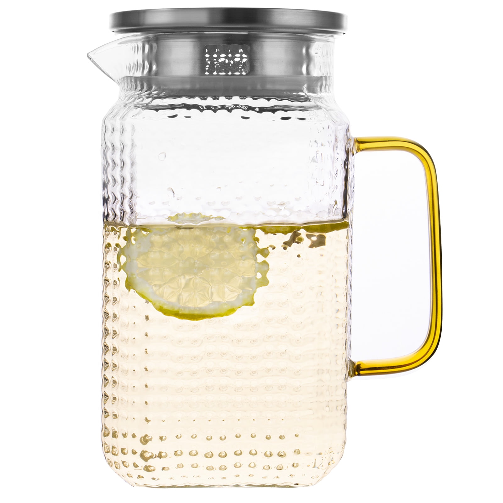 WhiteRhino 68oz Glass Pitcher with Stainless Steel Lid and Handle,Clear ...
