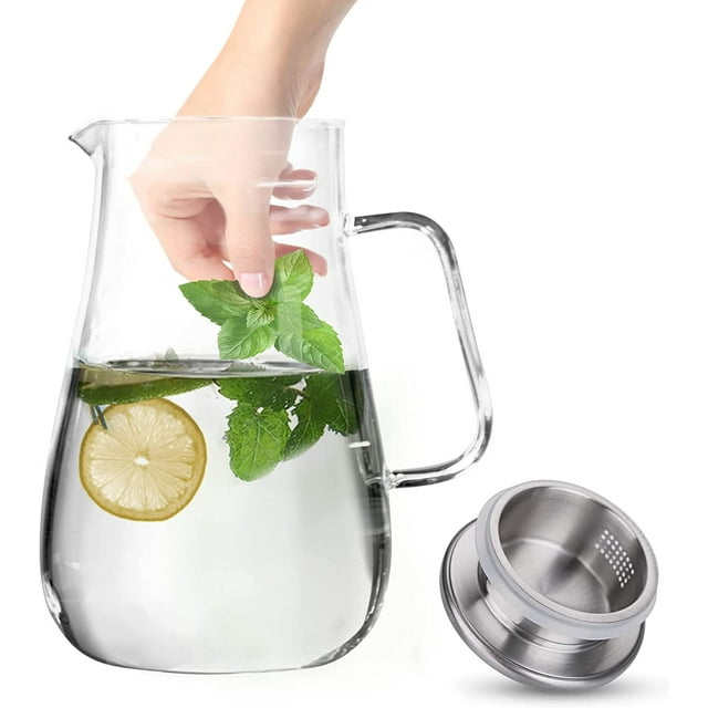 WhiteRhino 68oz Glass Pitchers with Stainless Steel Lid and Spout ...