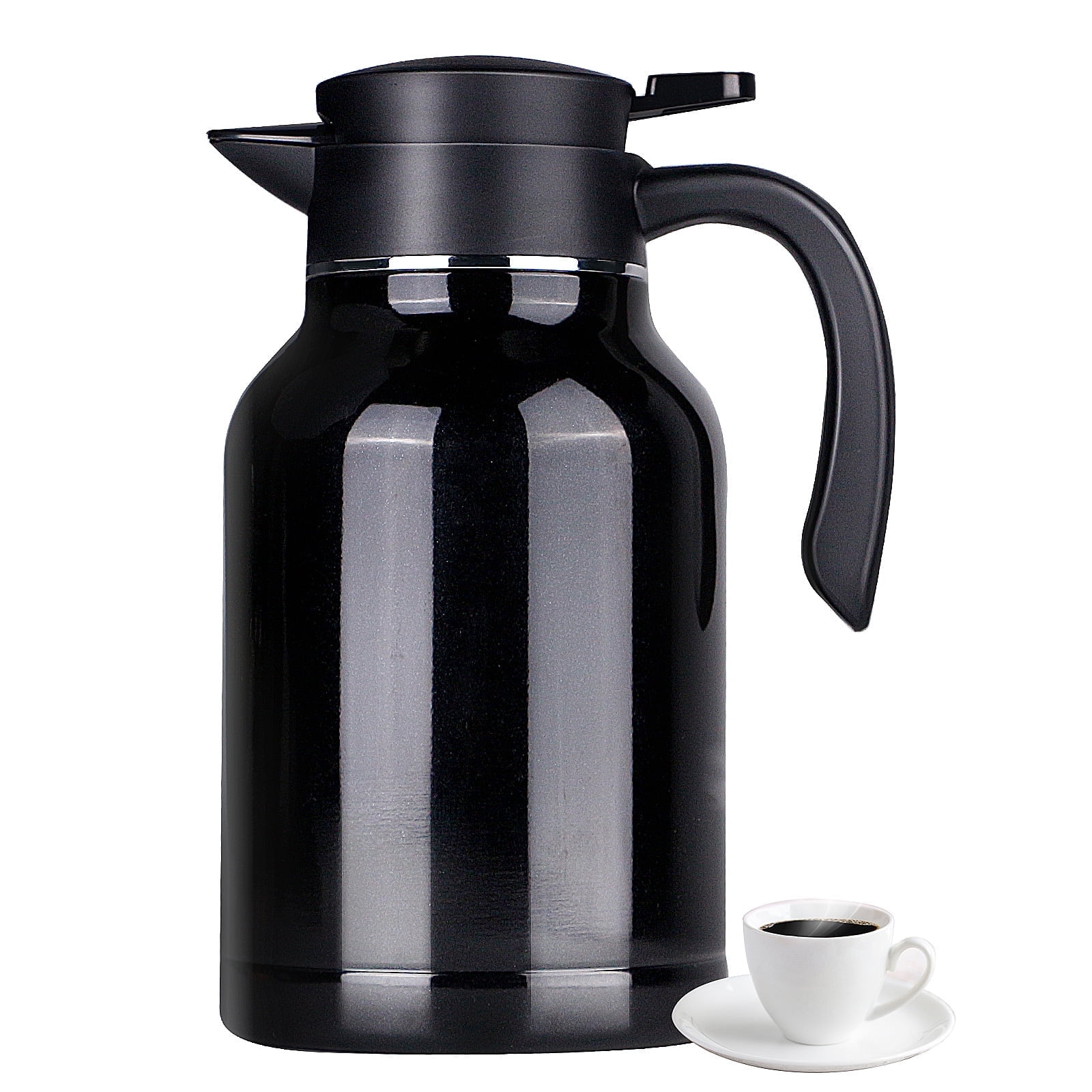 WhiteRhino 68oz Insulated Coffee Carafe, Black Thermos for Hot/Cold ...