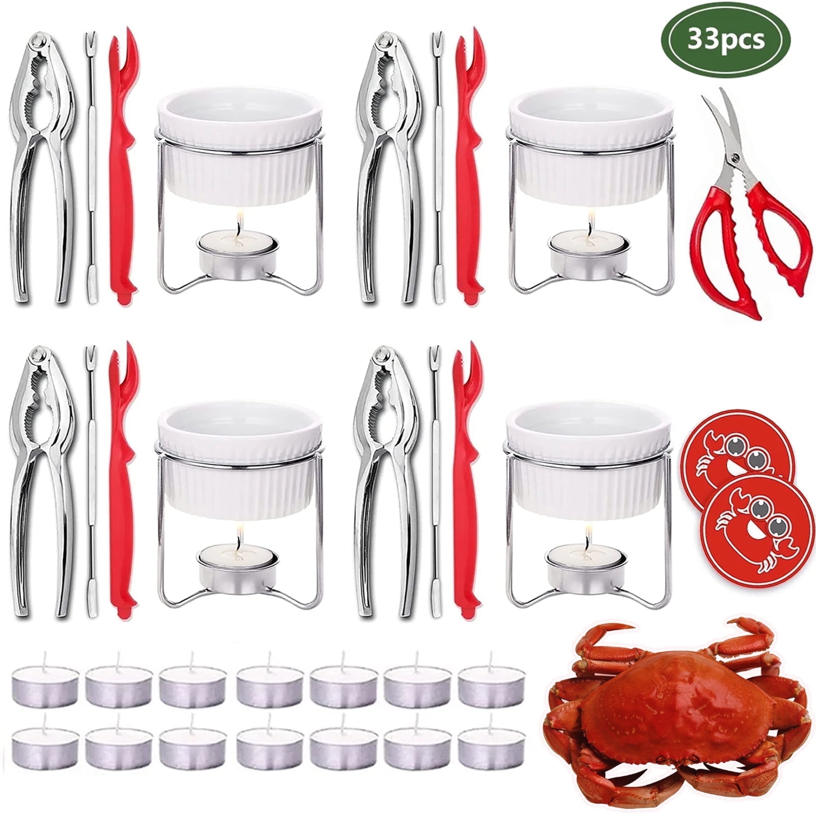 WhiteRhino 33-Piece Seafood Tools Set: Crab Crackers, Lobster Shell ...