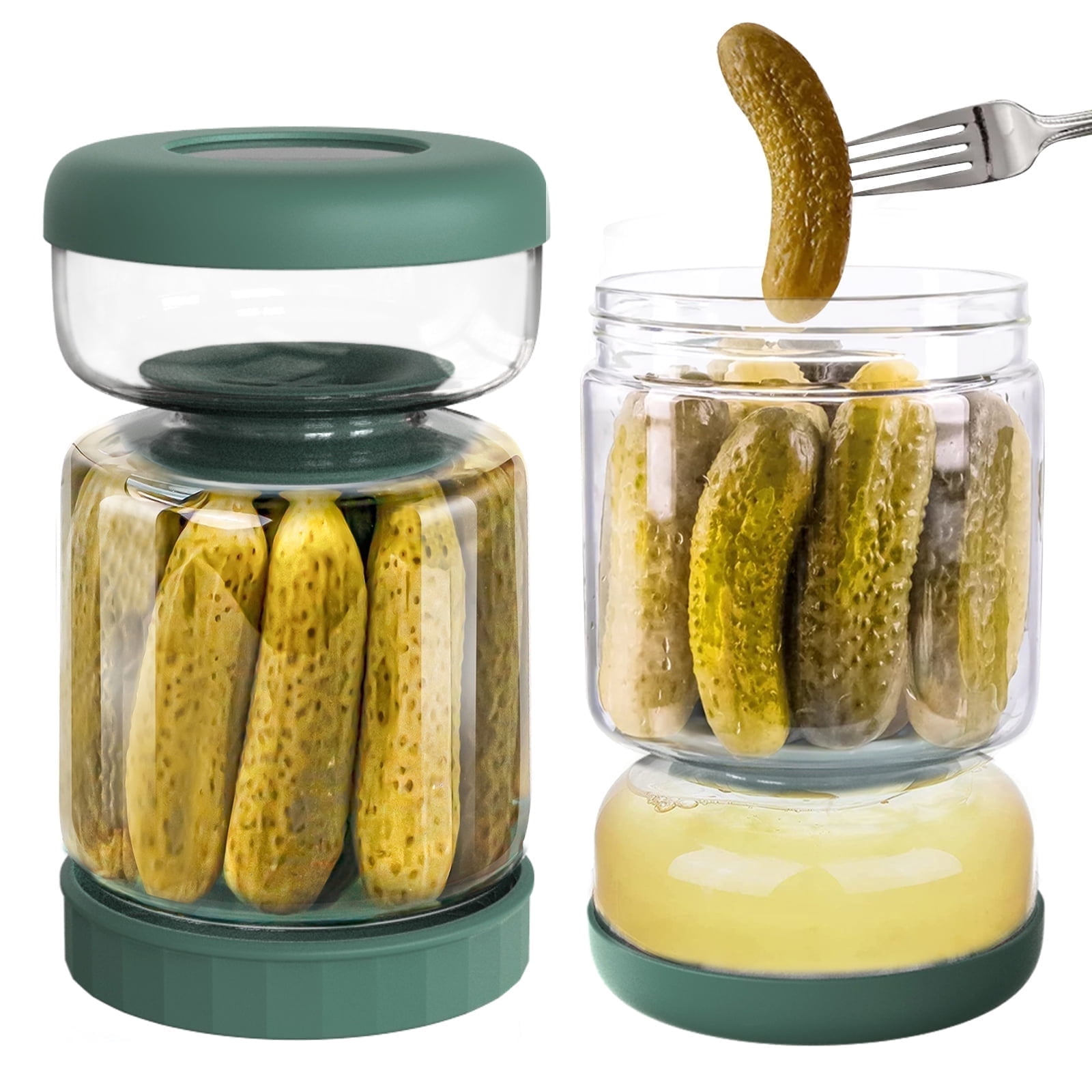WhiteRhino Glass Pickle Jar with Lid Strainer Flip 34oz, Food Storage ...