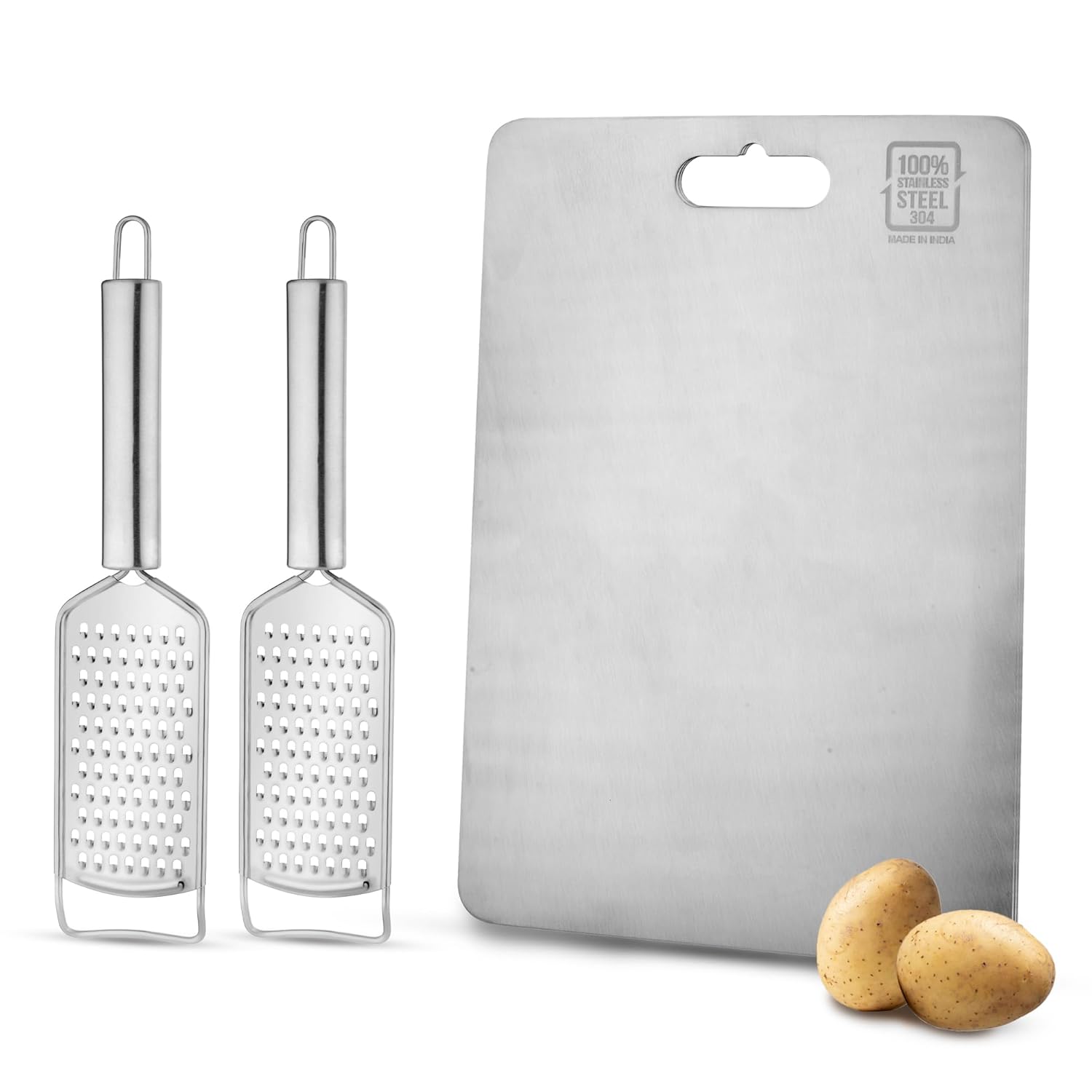 WhiteStar Stainless Steel 1 Pc Chopping Board For Kitchen And 2 Pc ...