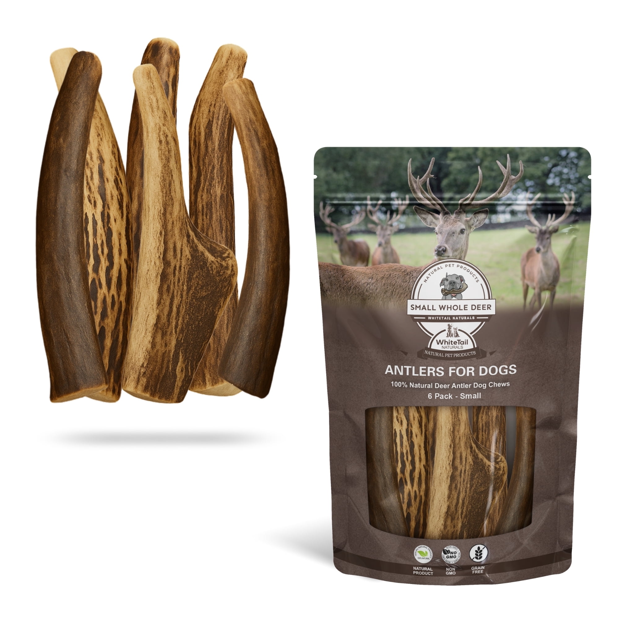 WhiteTail Naturals - 6 Pack- Small - Deer Antlers For Dogs - All ...