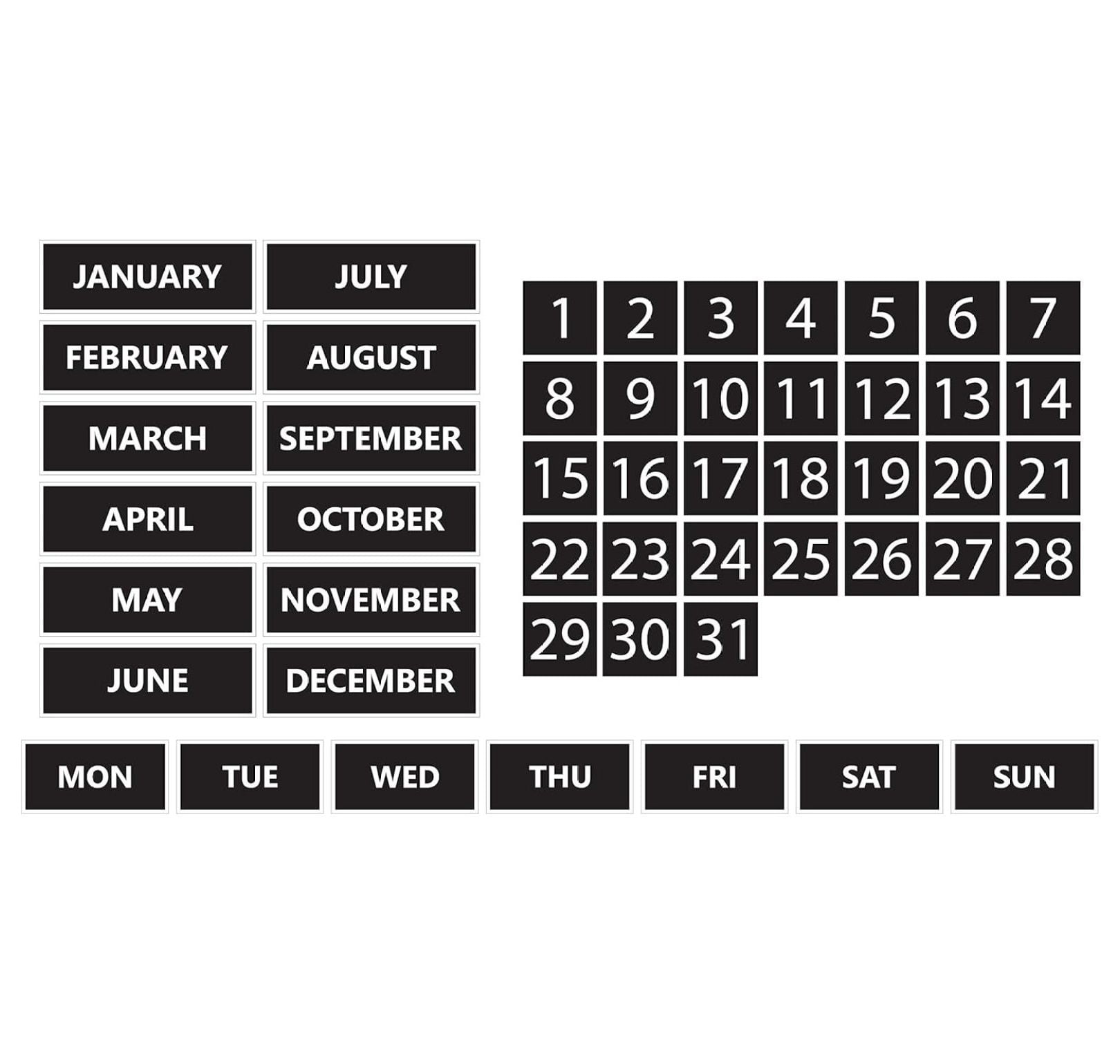 Whiteboard Calendar Magnet Non-Abbreviated Bundle (Dates, Days of The ...