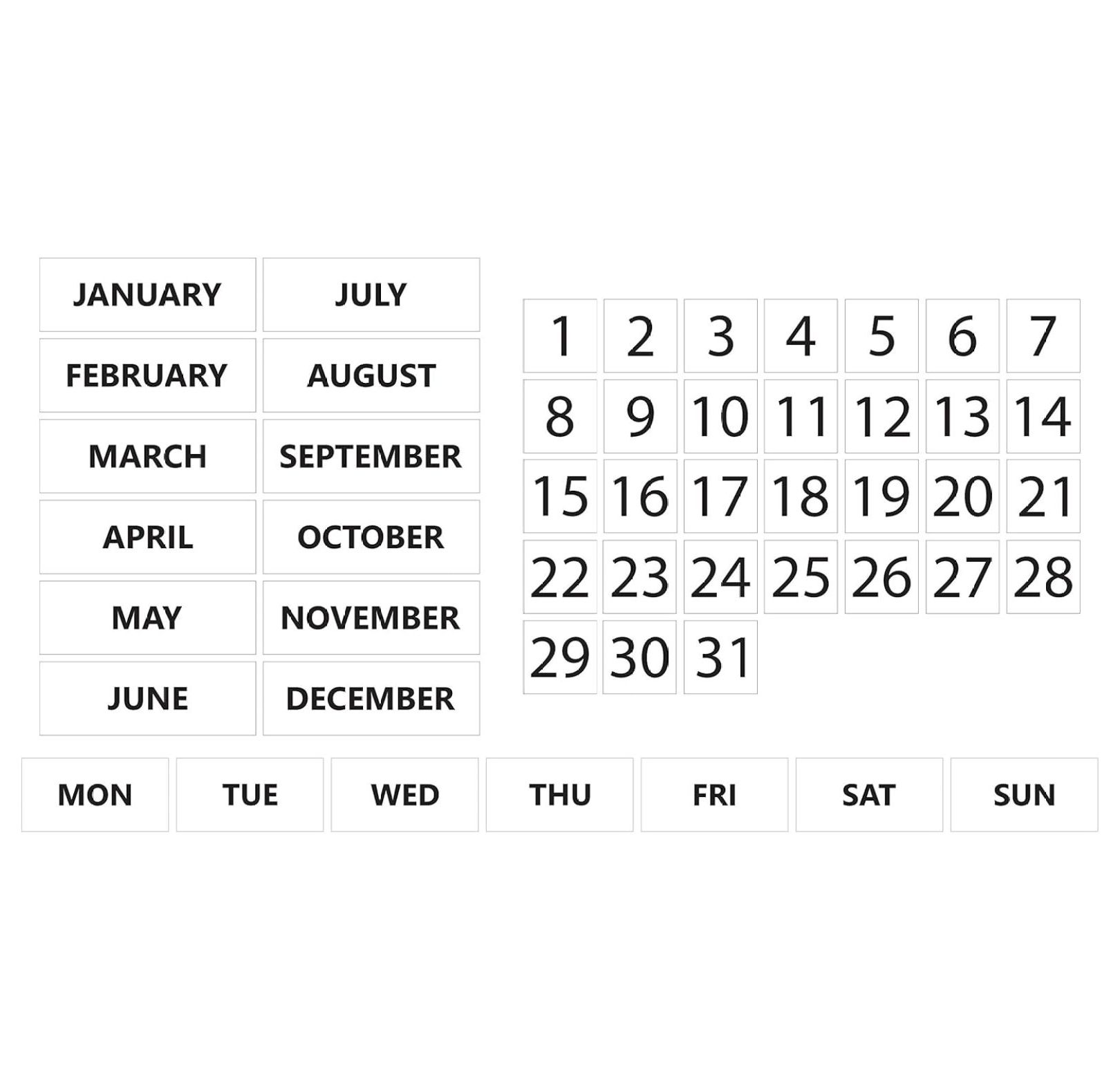 Whiteboard Calendar Magnet Non-Abbreviated Bundle (Dates, Days of The ...