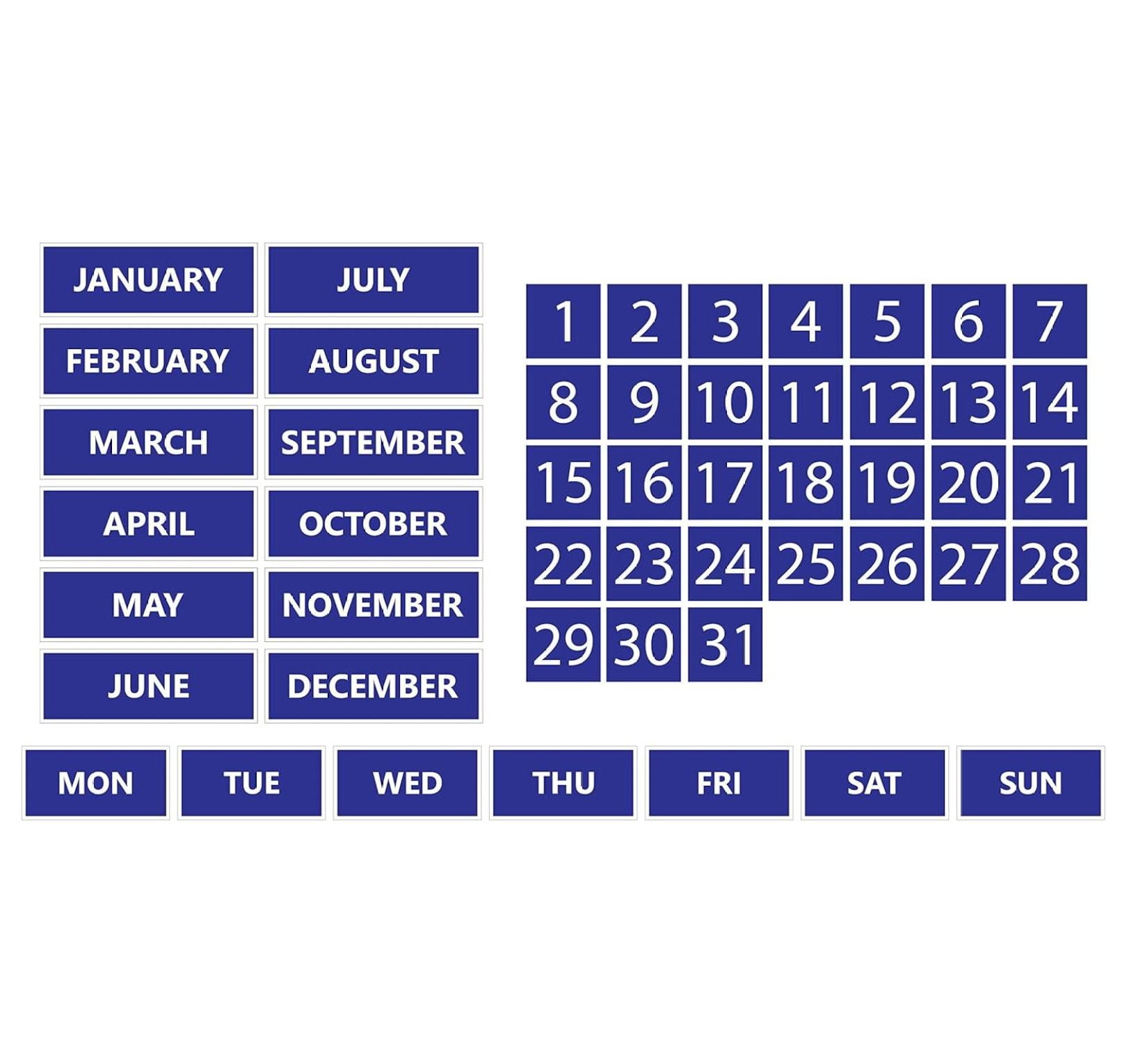Whiteboard Calendar Magnet Non-Abbreviated Bundle (Dates, Days of The ...
