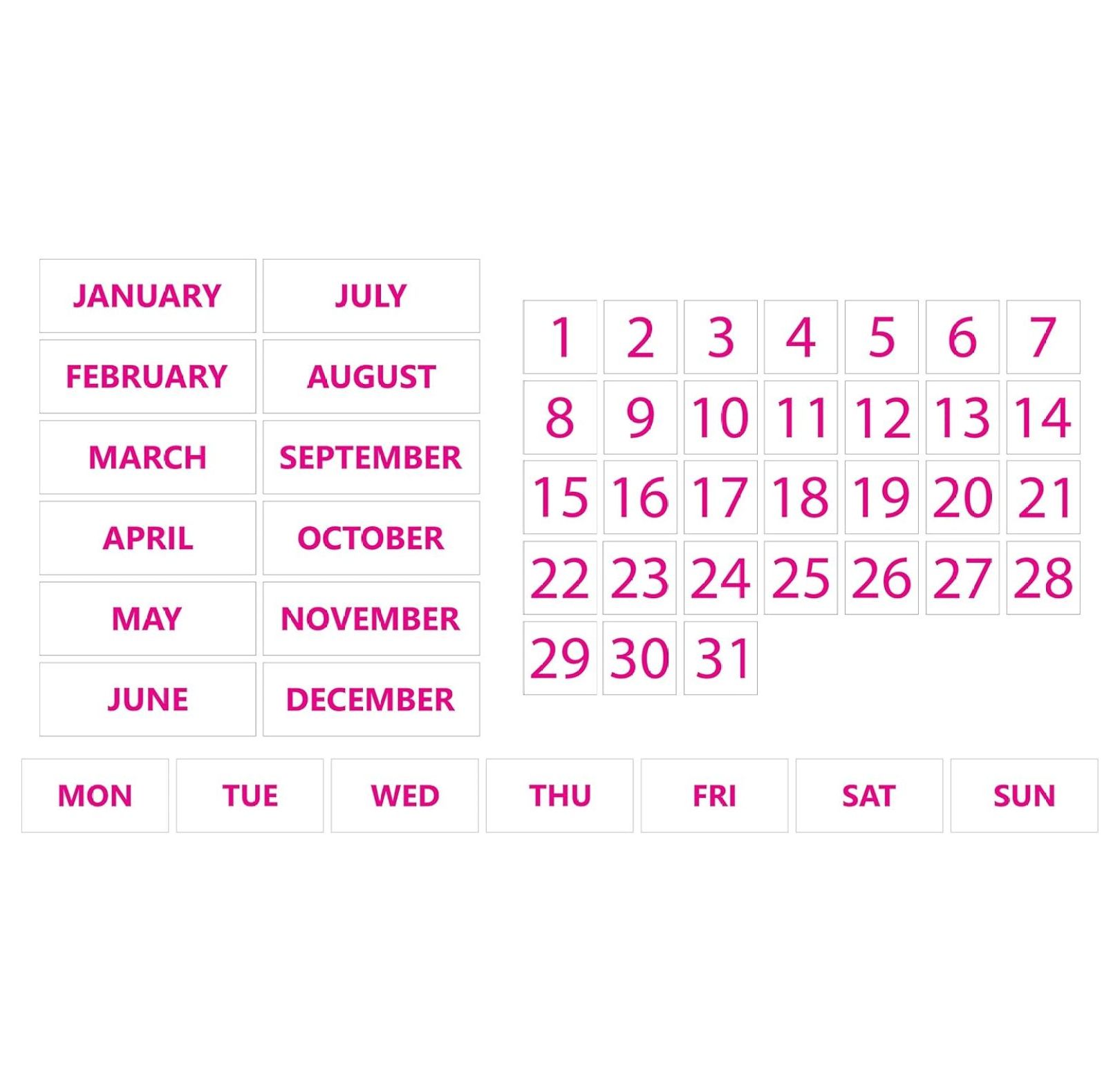 Whiteboard Calendar Magnet Non-Abbreviated Bundle (Dates, Days of The ...