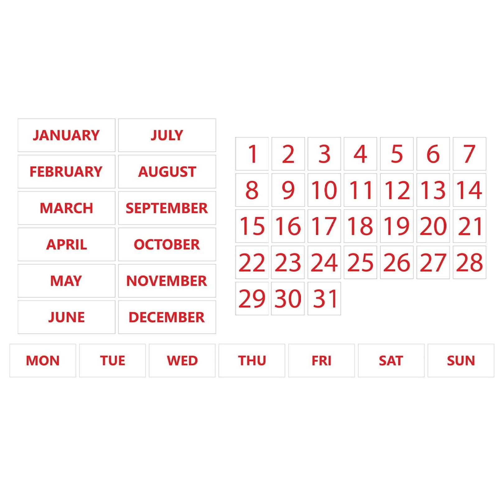 Whiteboard Calendar Magnet Non-Abbreviated Bundle (Dates, Days of The ...