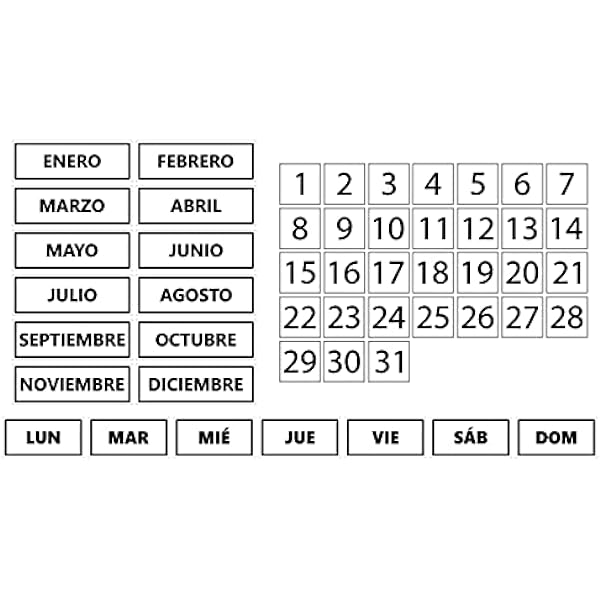 Whiteboard Calendar Magnet Non-Abbreviated Spanish Bundle (Dates, Days ...