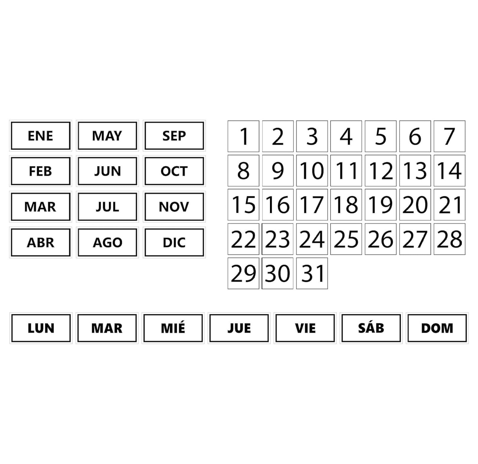 Whiteboard Calendar Magnet Spanish Bundle (Dates, Days of The Week ...
