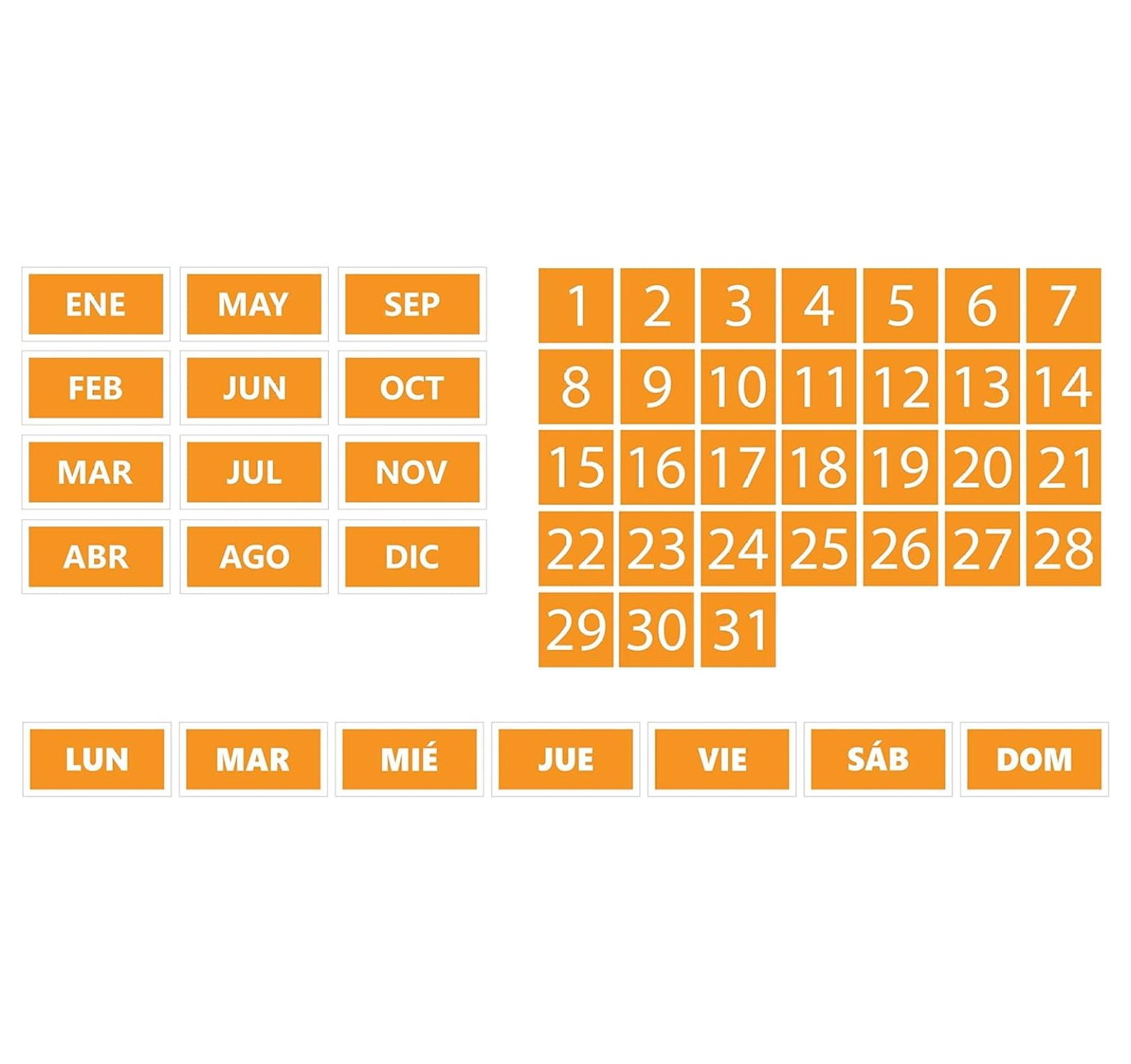 Whiteboard Calendar Magnet Spanish Bundle (Dates, Days of The Week ...