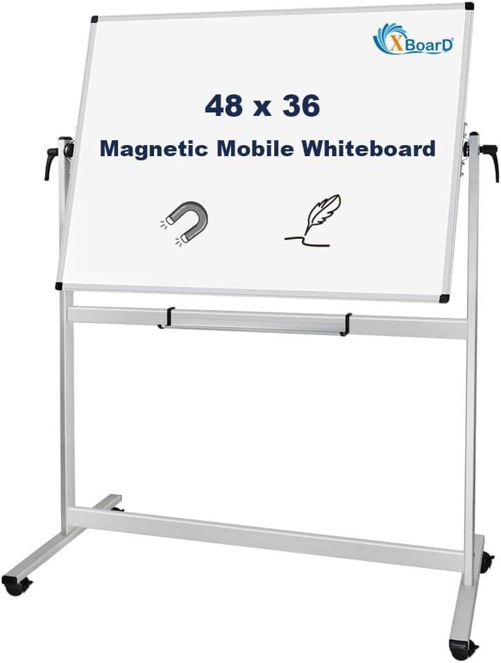 Whiteboard Mobile, 44x30inch Double Sided Magnetic Dry Erase Board on ...