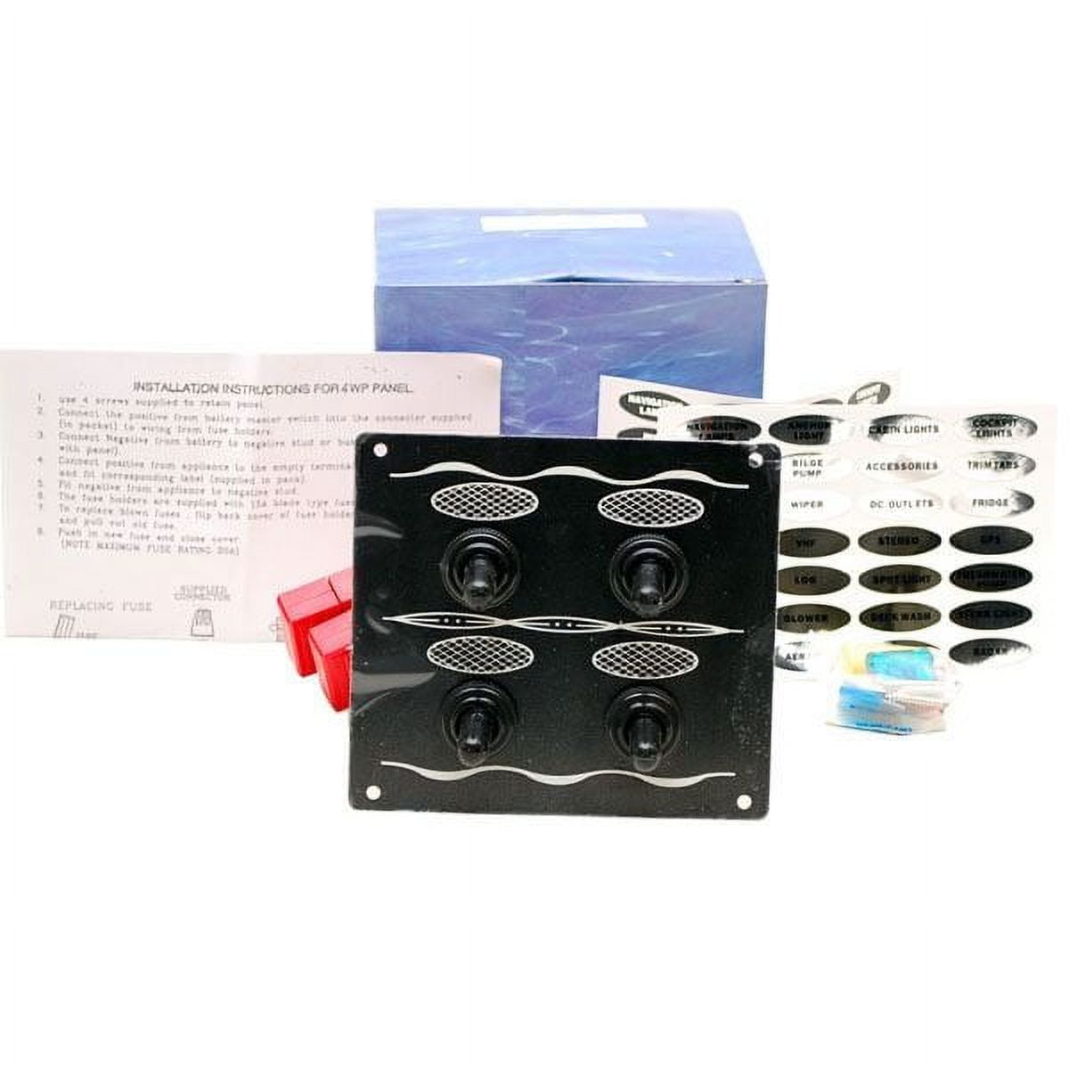 Whitecap Boat Switch Panel S-8095B | 4 Gang w/ Label Sheet 250V ...