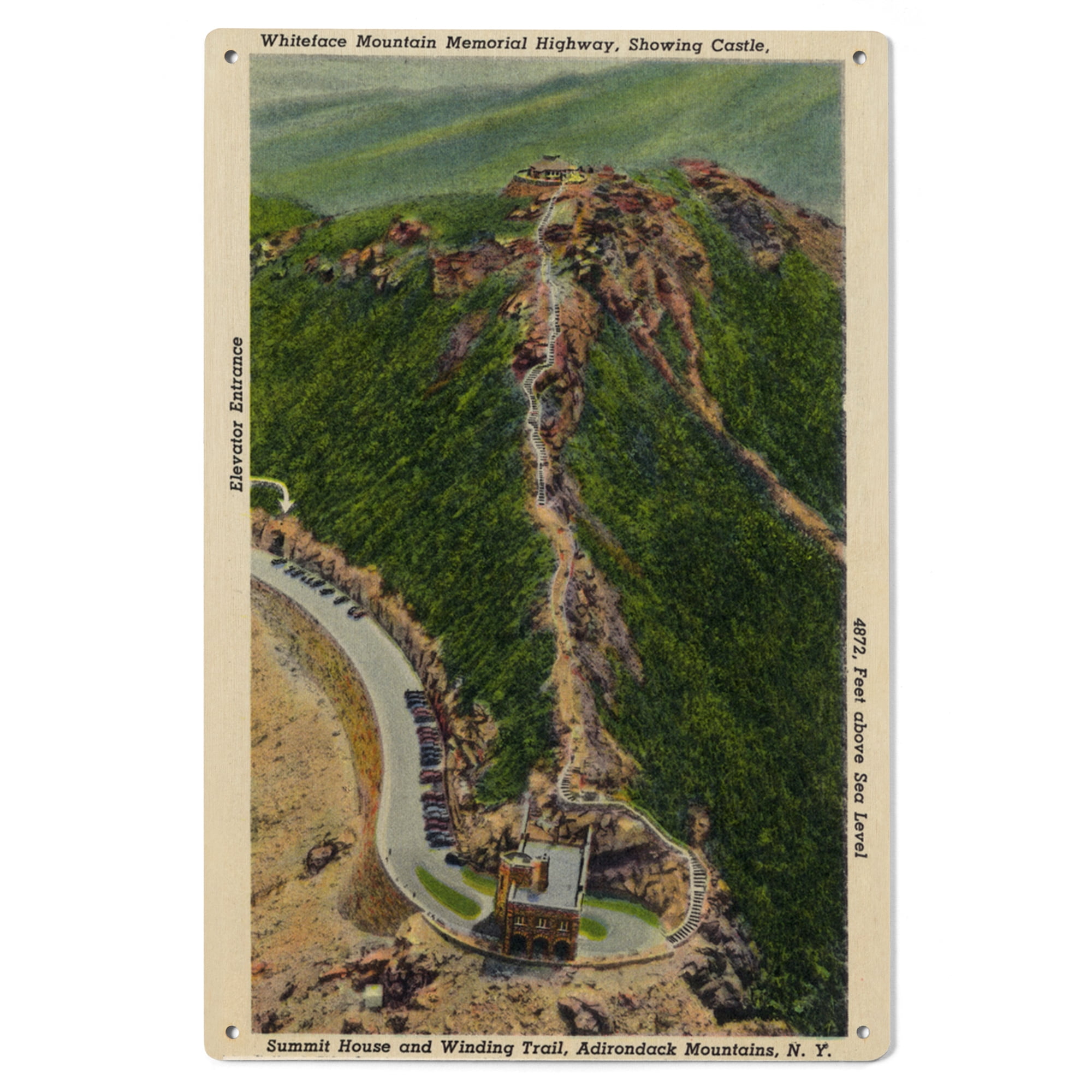 Whiteface Mountain, NY, Aerial View of Winding Trail, Castle, Summit ...