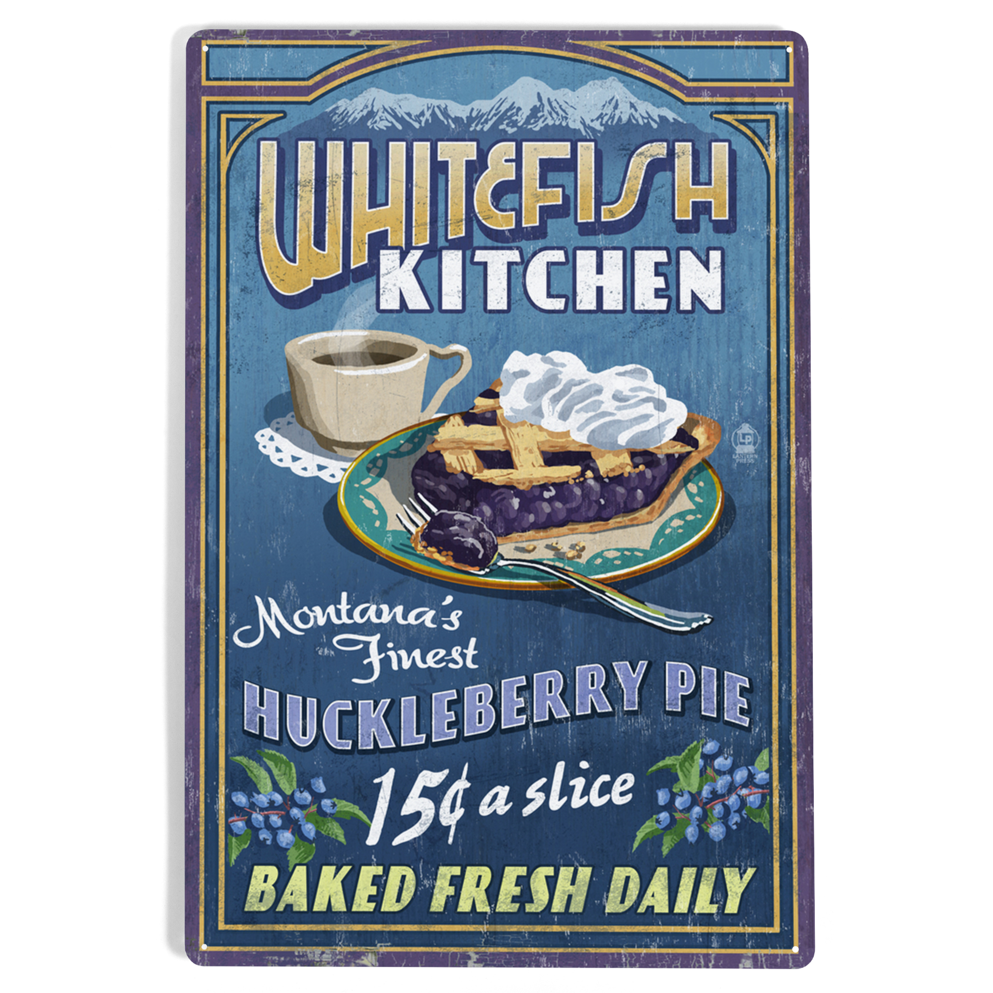 Whitefish, Montana, Huckleberry Vintage Sign (12x18 Aluminum Art ...