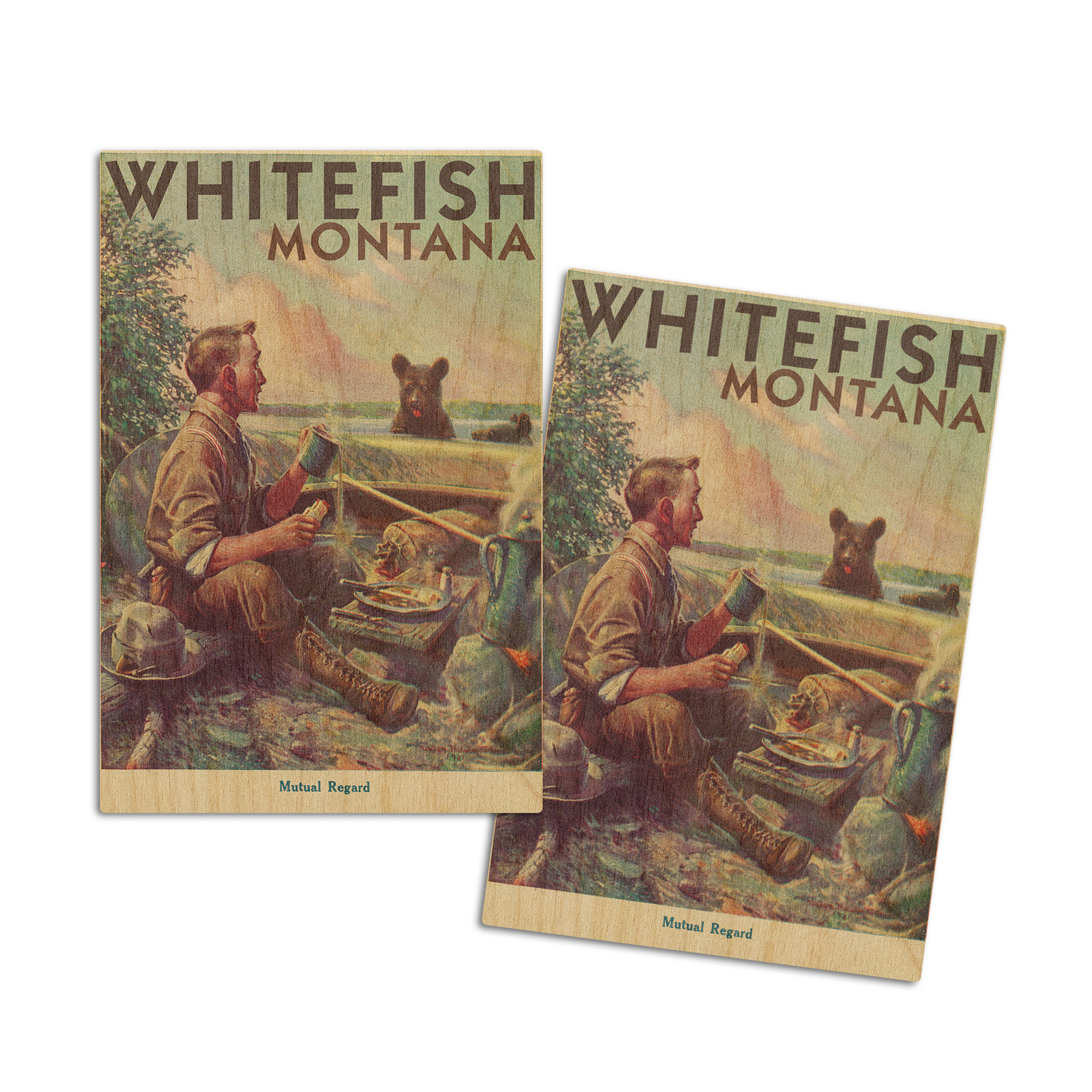 Whitefish, Montana, Man Cooking Breakfast at Camp, Poster (4x6 Birch ...