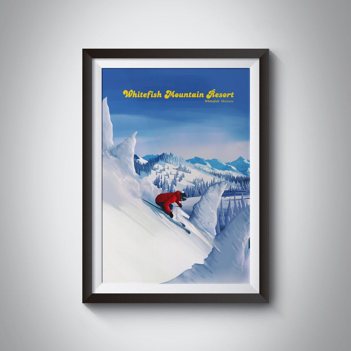 Whitefish Mountain Resort Poster, Glacier National Park Montana Usa ...