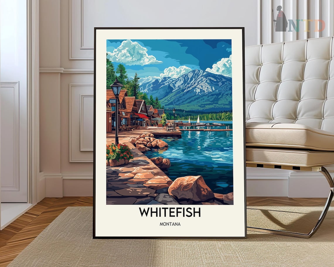 Whitefish Travel Poster, Whitefishwhitefish Poster Print, Whitefish ...