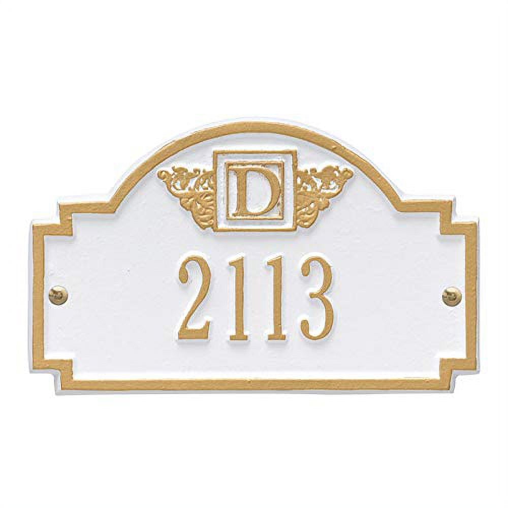 Monogram Estate House Numer Wall Plaque in White and Gold - Walmart.com